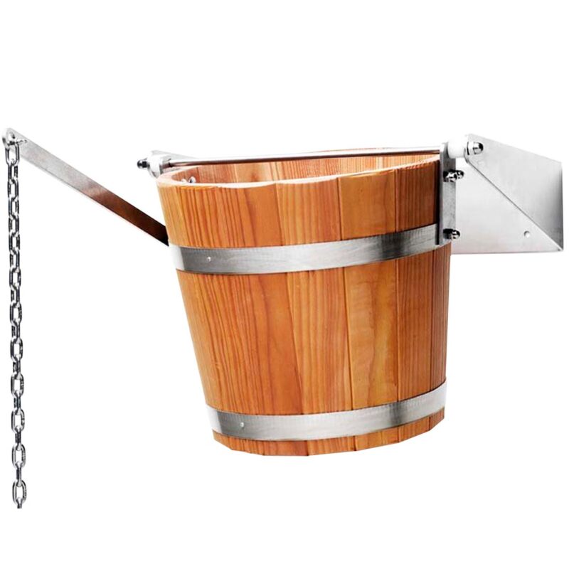 Stainless steel shower bucket in thermoasp wood | Nordkap Living